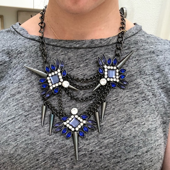 BaubleBar | Jewelry | Baublebar Blue Crystal Spike Statement Necklace ...